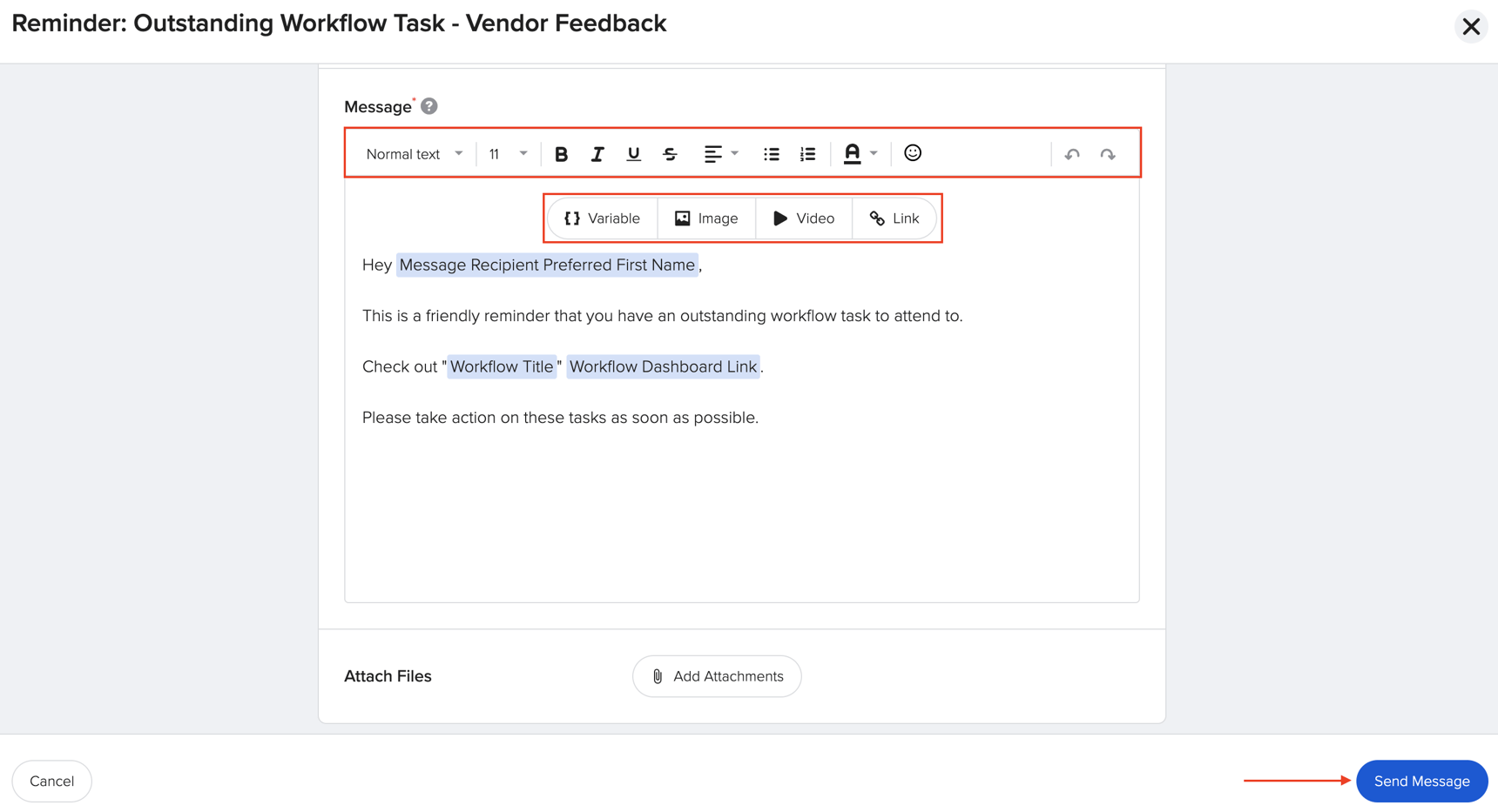 How to set customizable reminder Messages